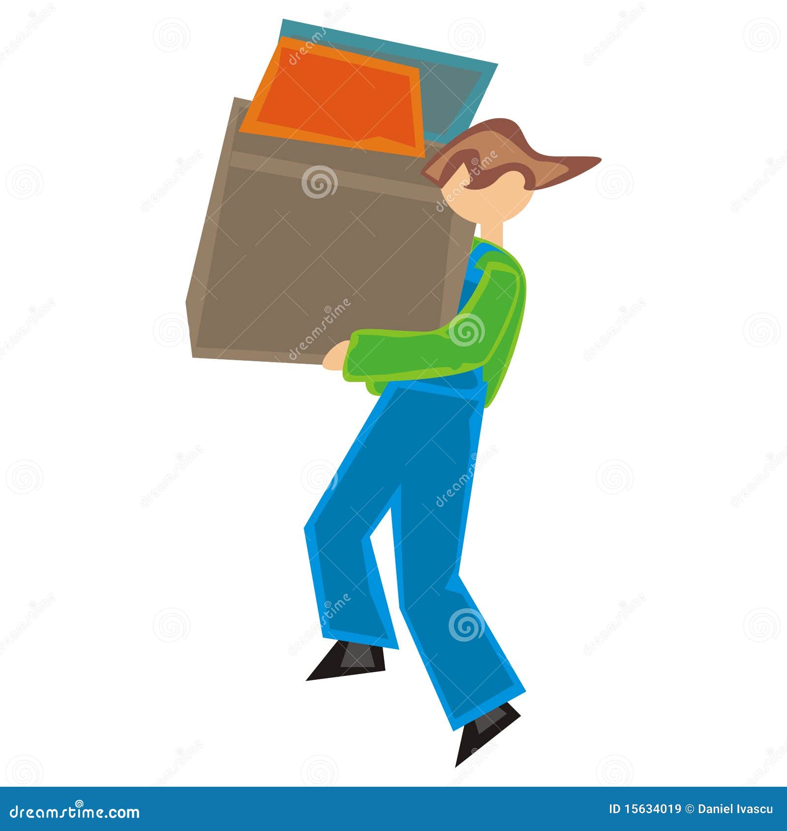Worker holding boxes stock vector. Illustration of stylised - 15634019
