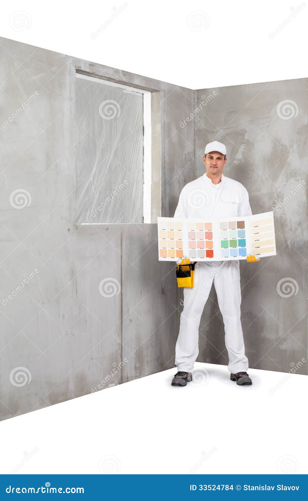 Worker Holding a Colour Samples Palette Stock Photo - Image of colour ...