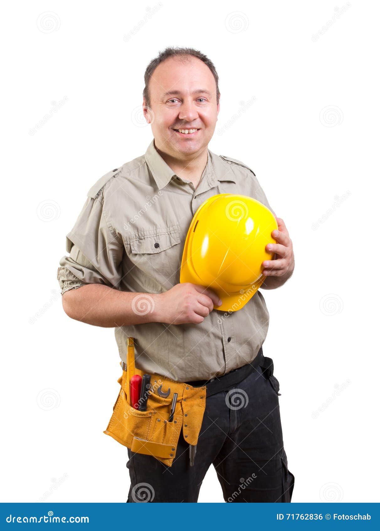 Worker holding helmet stock photo. Image of people, standing - 71762836