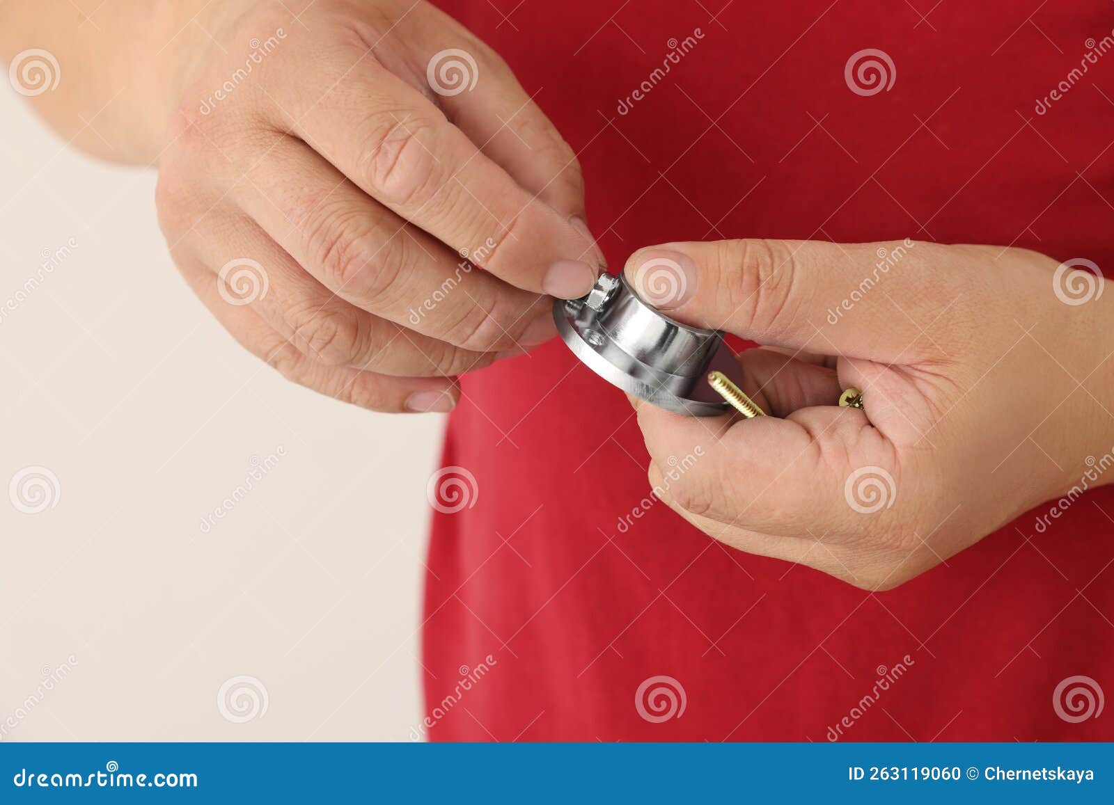 Worker Holding and Pipe Fitting for Installation, Closeup Stock Photo ...