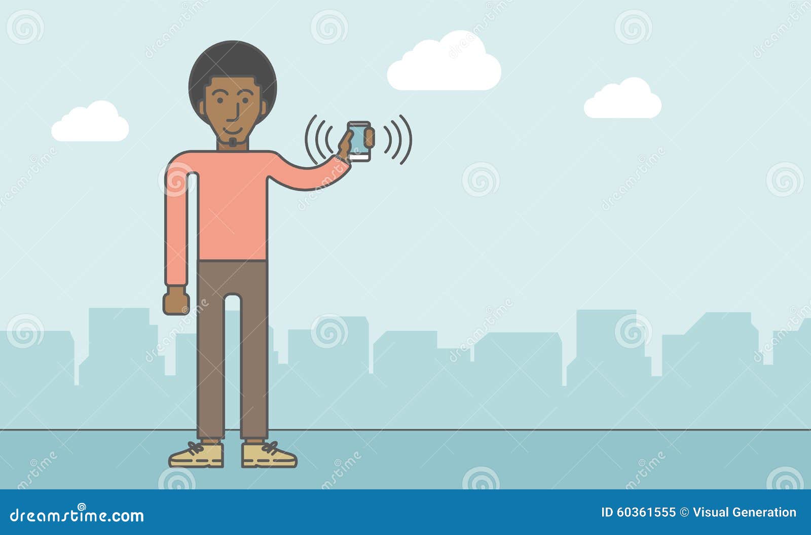 Worker holding smartphone stock vector. Illustration of digital - 60361555