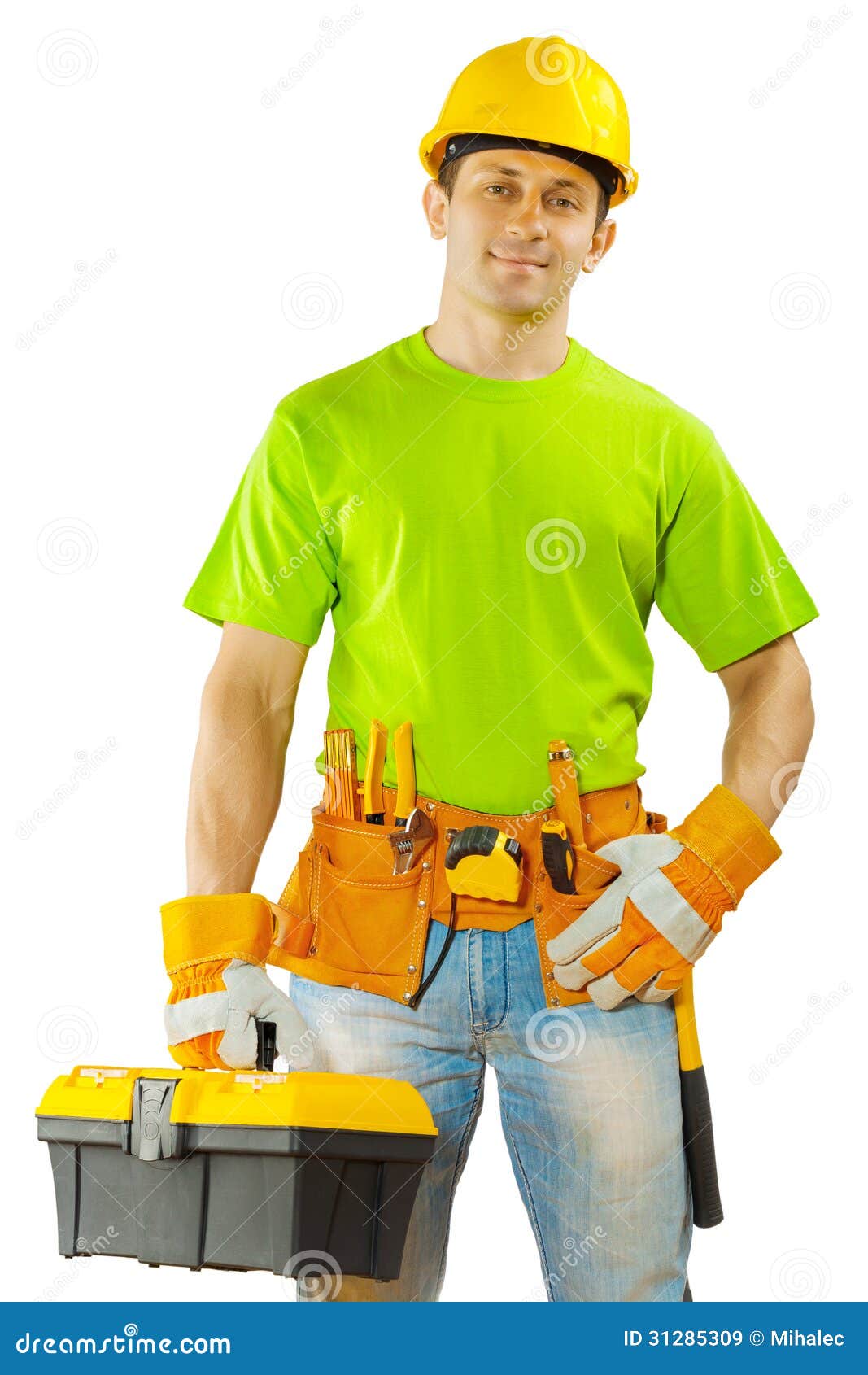 Worker holding toolbox stock image. Image of holding - 31285309