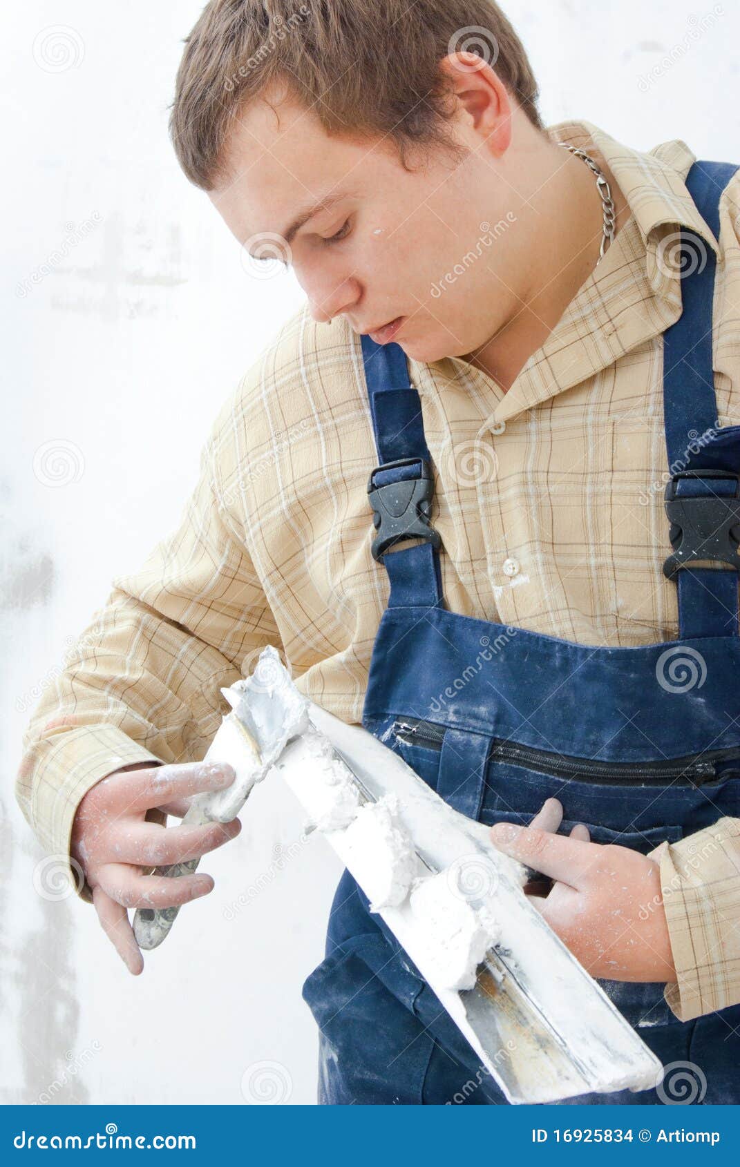 Worker holding trowel stock photo. Image of active, outdoor - 16925834