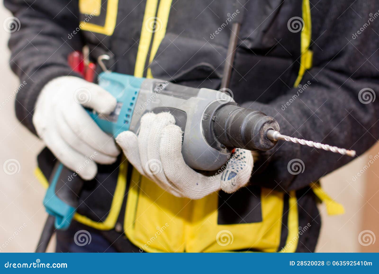 Worker Holds Electric Drill Stock Photo - Image of corded, repairman ...