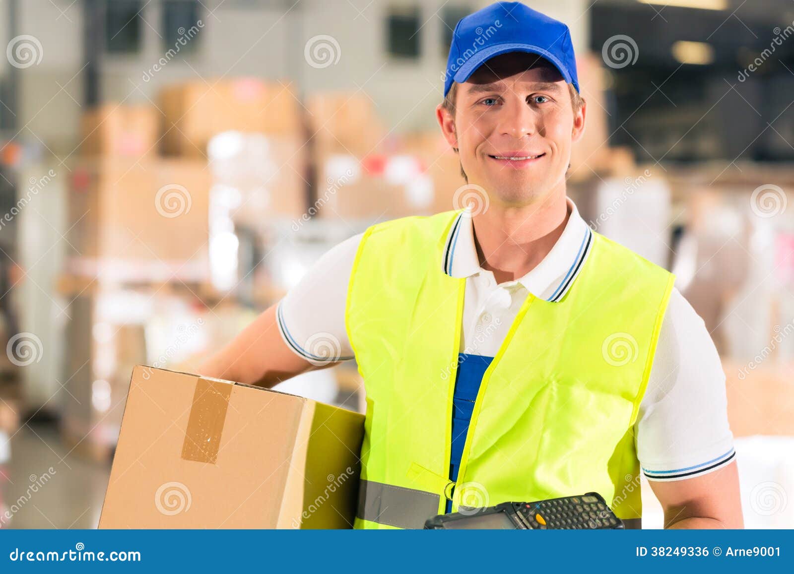 Worker Holds Package in Warehouse of Forwarding Stock Photo - Image of ...