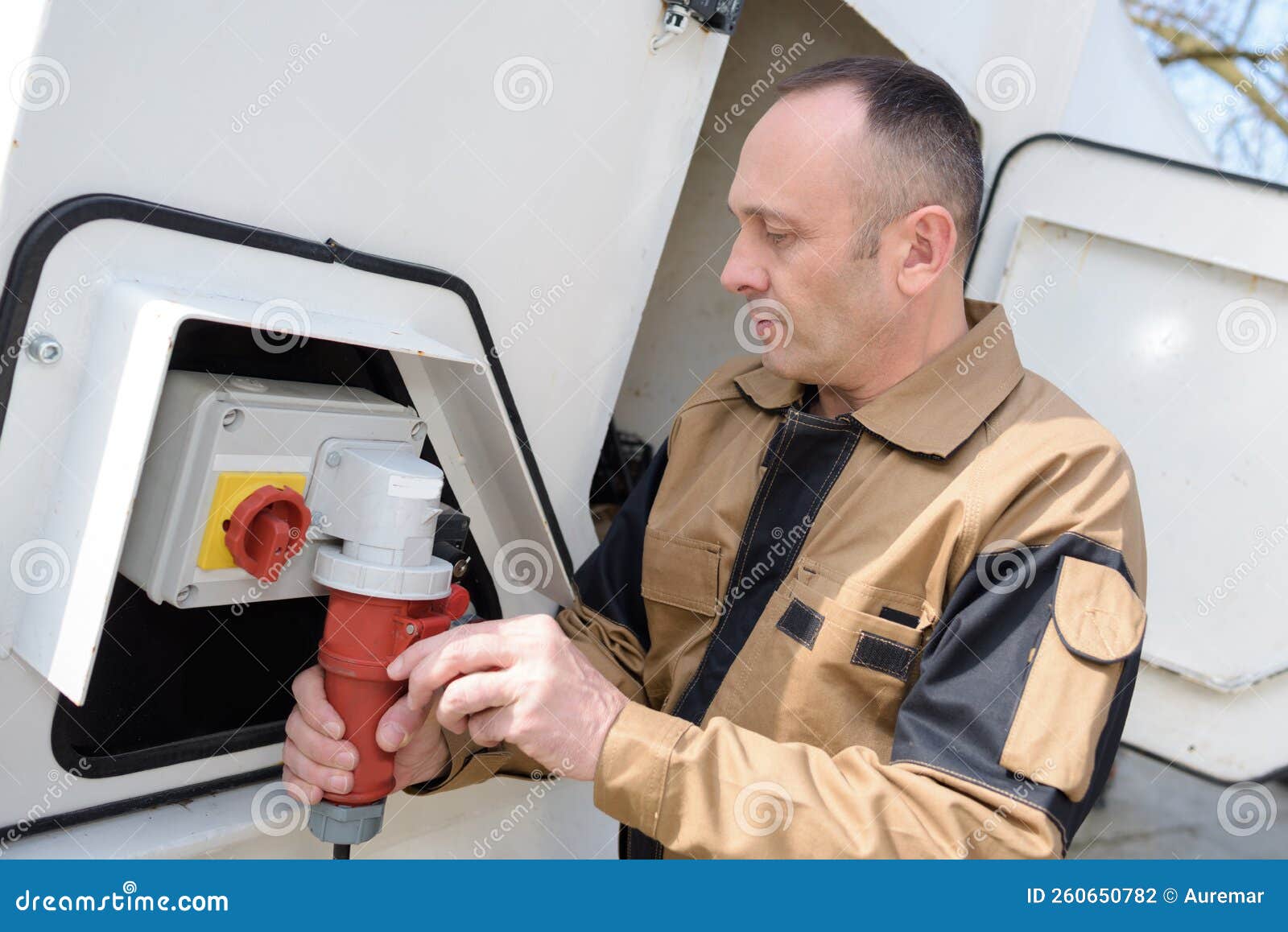 Worker Hooking Up Power Supply Stock Photo - Image of kilowatt ...