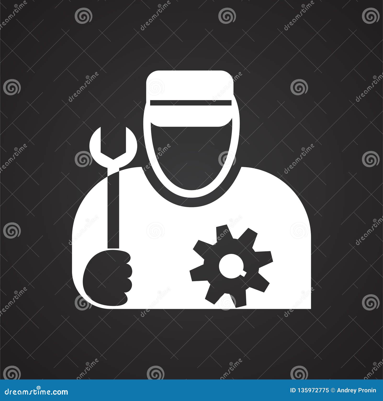Worker Icon on Black Background for Graphic and Web Design, Modern ...