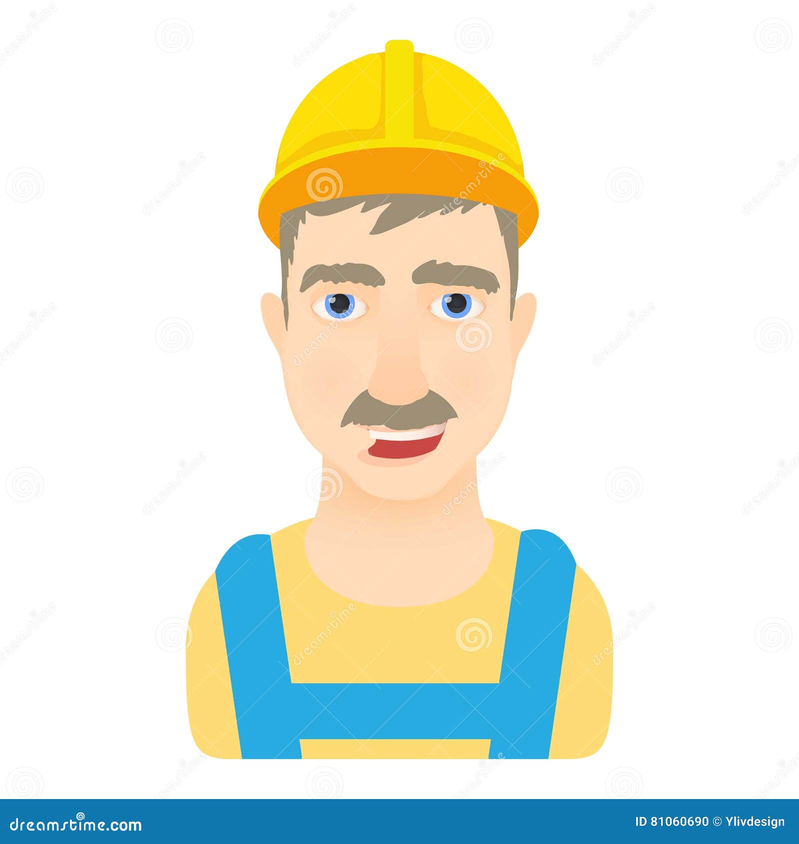 Worker icon, cartoon style stock vector. Illustration of helmet - 81060690
