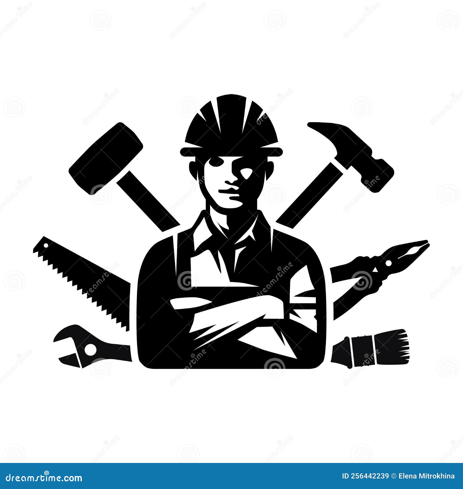 The Worker Icon. Jack of All Trades. a Black Silhouette of a Man in a ...