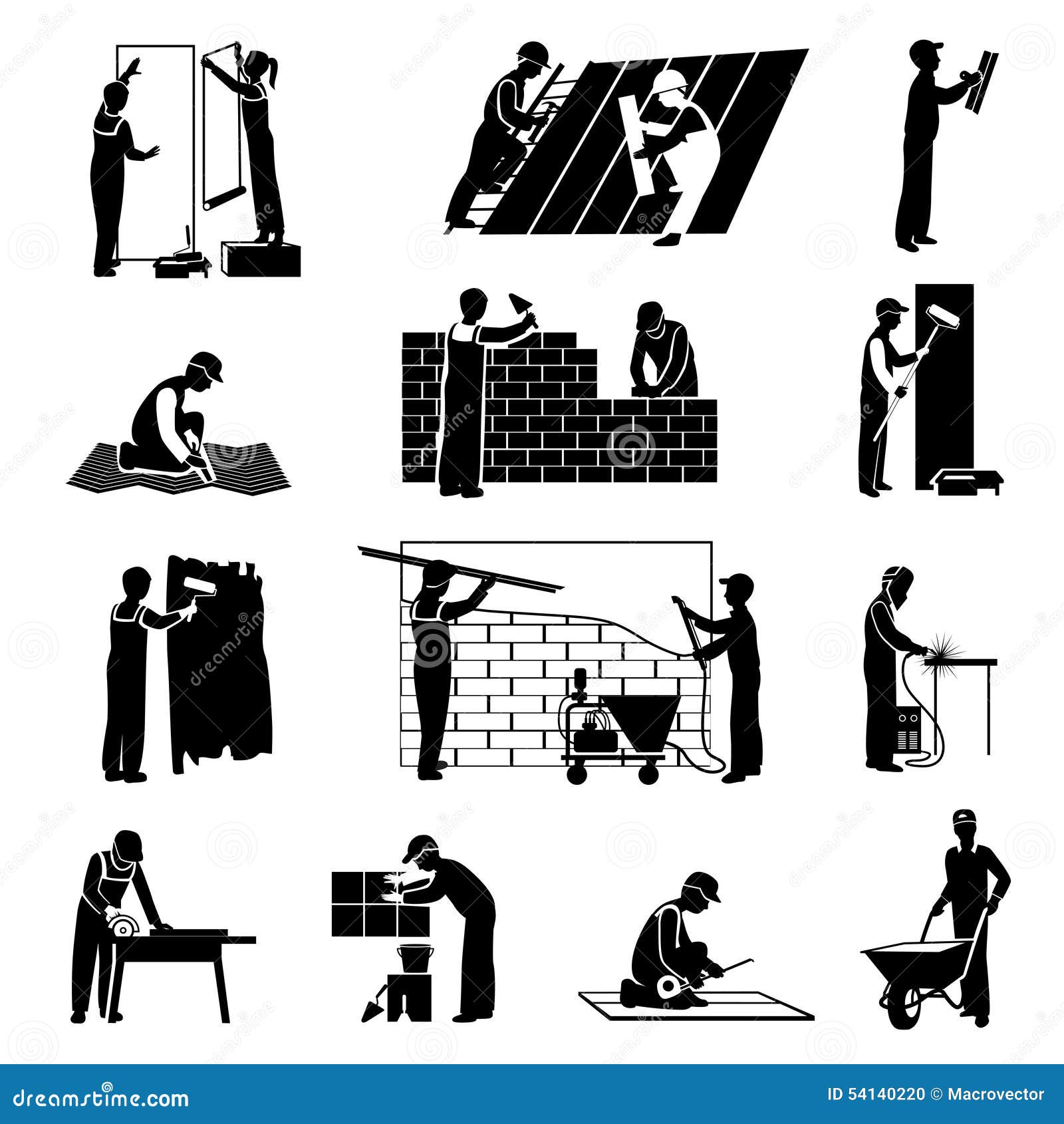 Worker Icons Black stock vector. Illustration of electrician - 54140220 Worker Icons Black stock vector. Illustration of electrician - 54140220