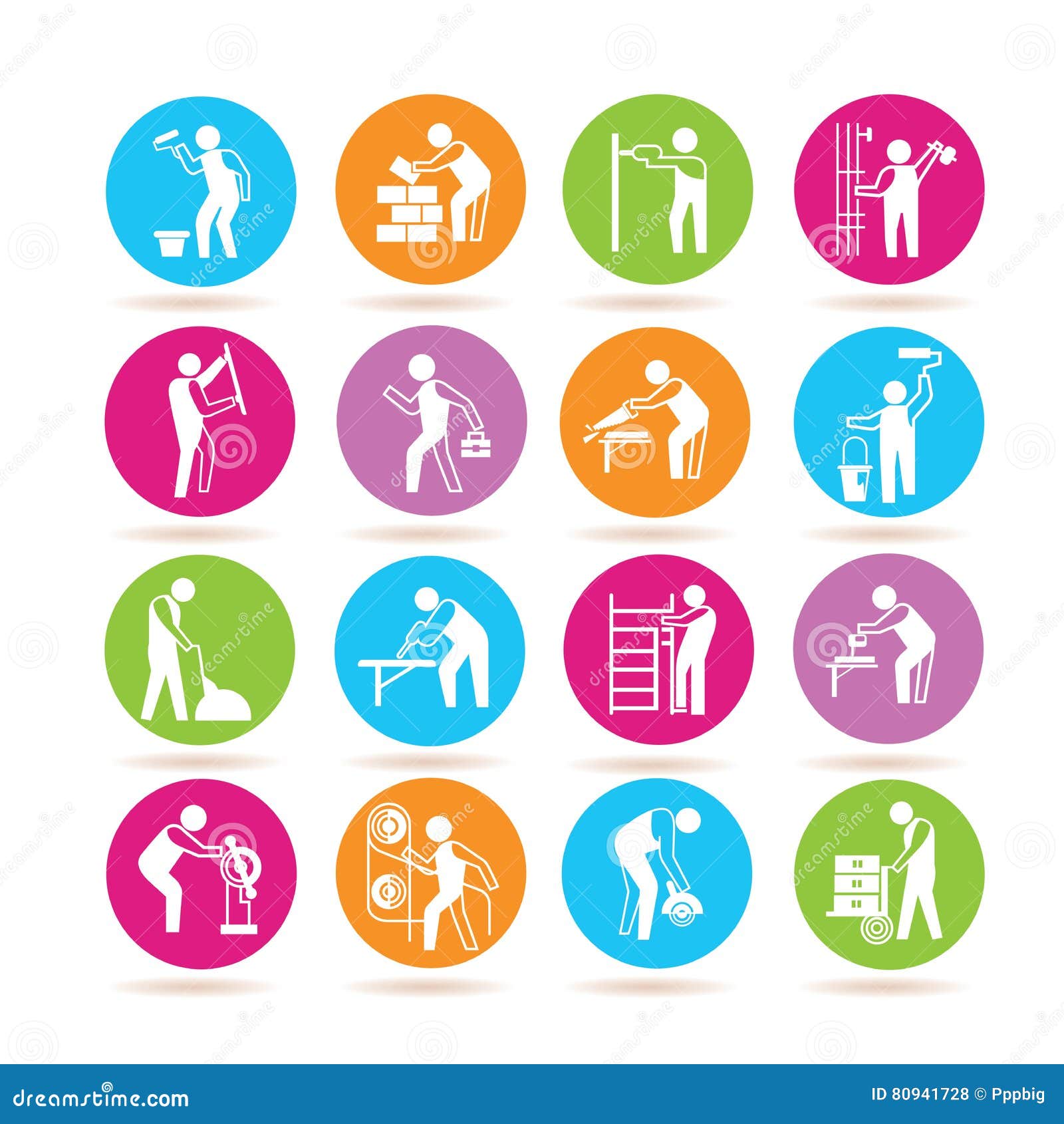 Worker Icons Black Set Cartoon Vector | CartoonDealer.com #59880253