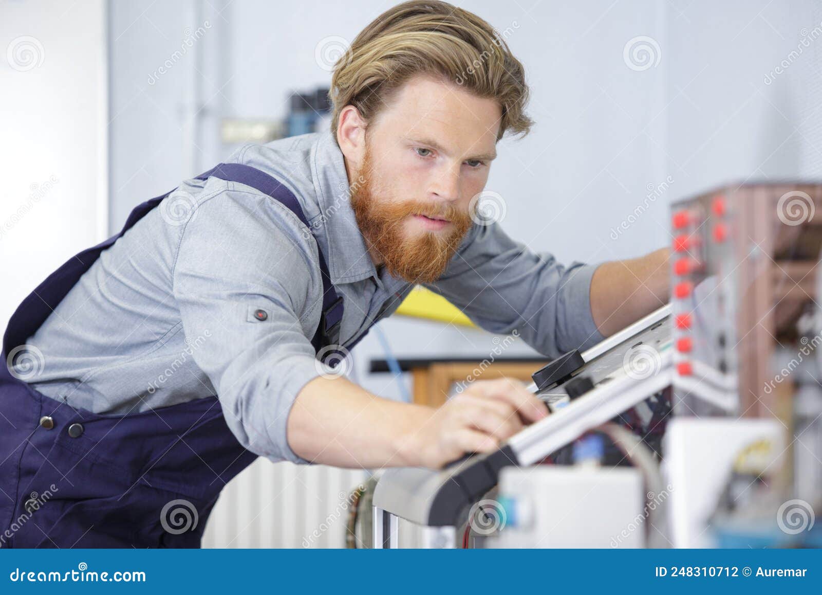 Worker in Industrial Plant Checking Systems Stock Photo - Image of ...