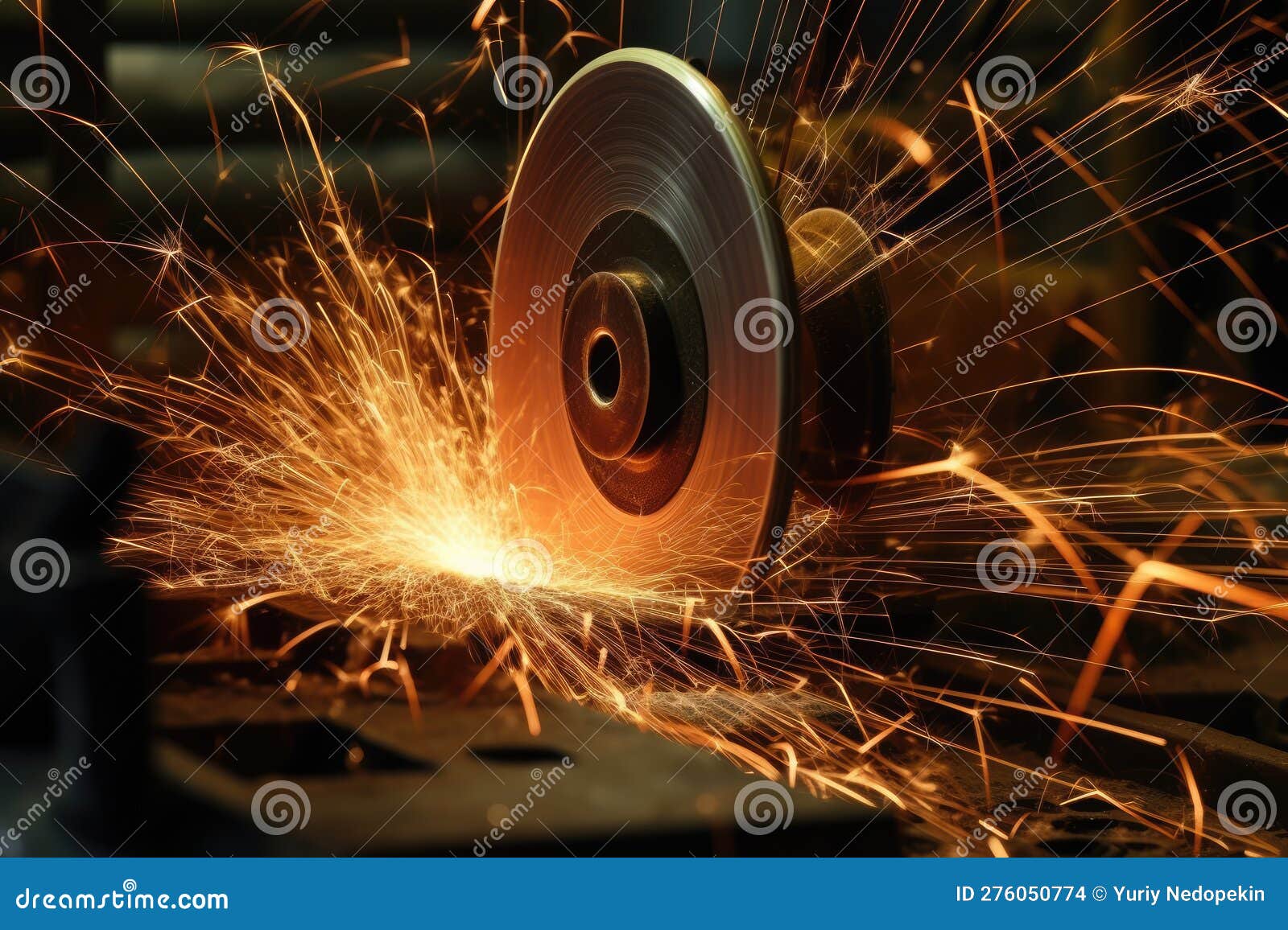 Worker in an Industrial Setting, Using a Grinder To Cut and Shape a ...