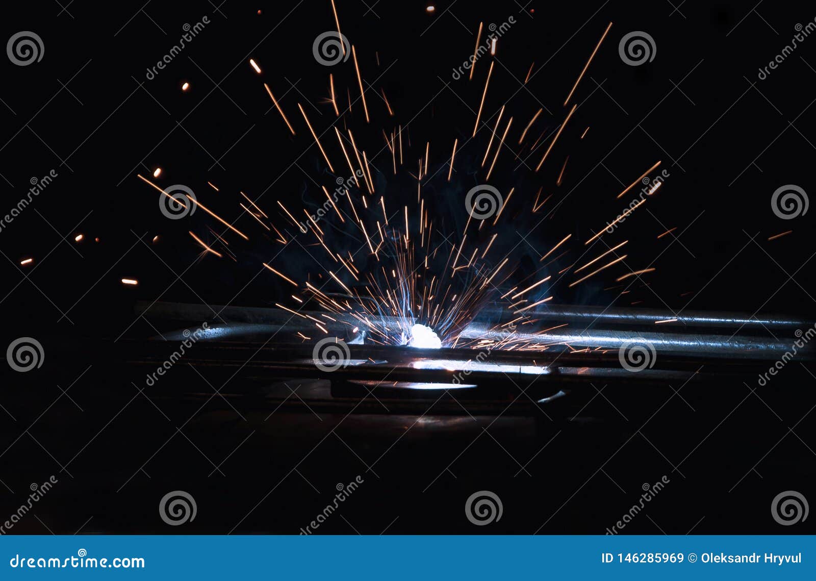 Worker Industrial. Process by Manual Welding. Splatter Stock Image ...
