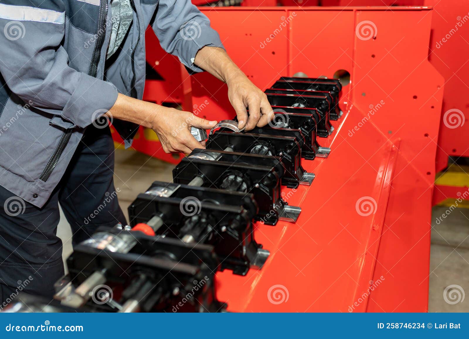 Worker in Industrial Workshop. Assembly of Agricultural Equipment Stock ...