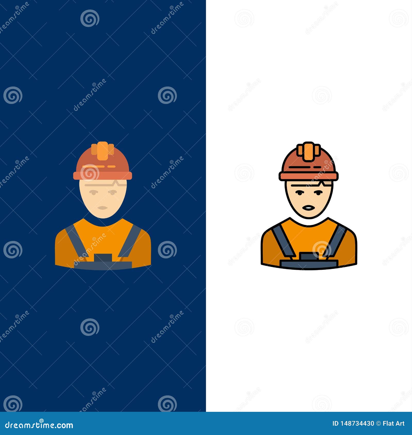 Worker, Industry, Avatar, Engineer, Supervisor Icons. Flat And Line ...