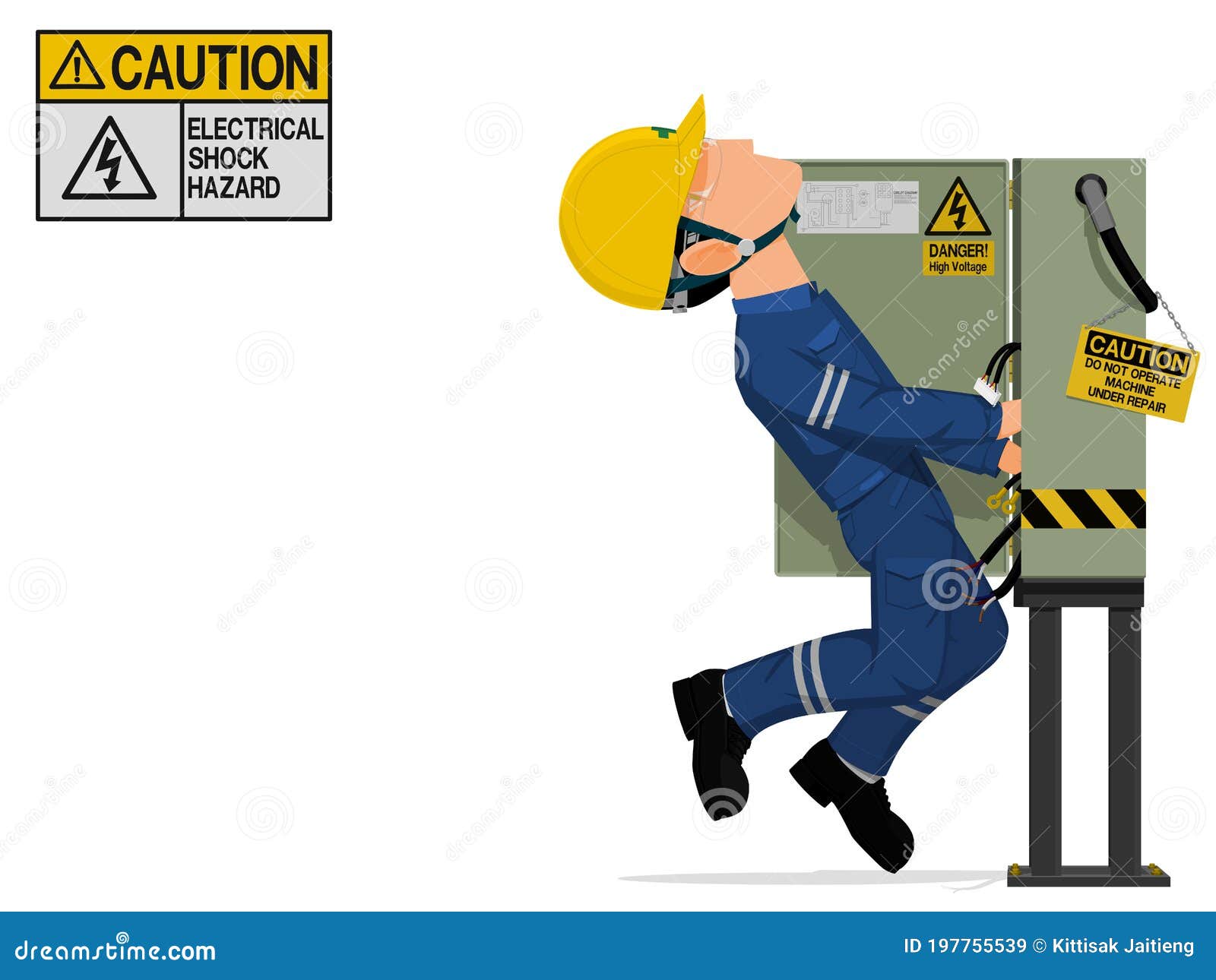 A Worker is Injured by the Electrical Shock Stock Vector - Illustration ... A Worker is Injured by the Electrical Shock Stock Vector - Illustration ...