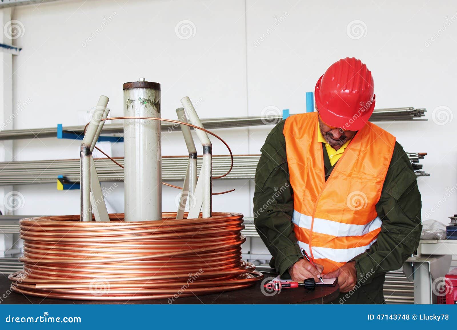 Worker inspect copper wire stock photo. Image of metallic - 47143748