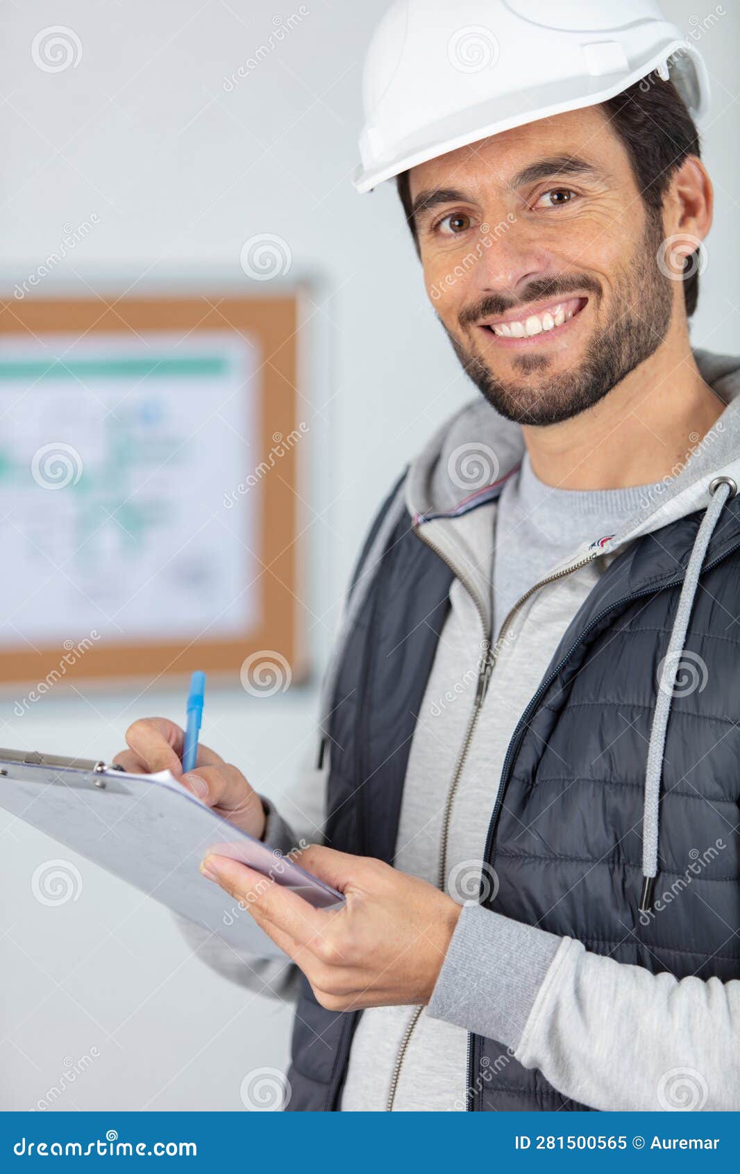 Worker Inspector or Engineer Checking and Inspecting Building Stock ...