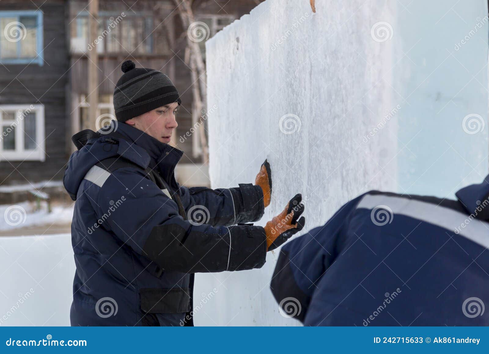 Worker on the Installation of an Ice Panel Stock Image - Image of check ...