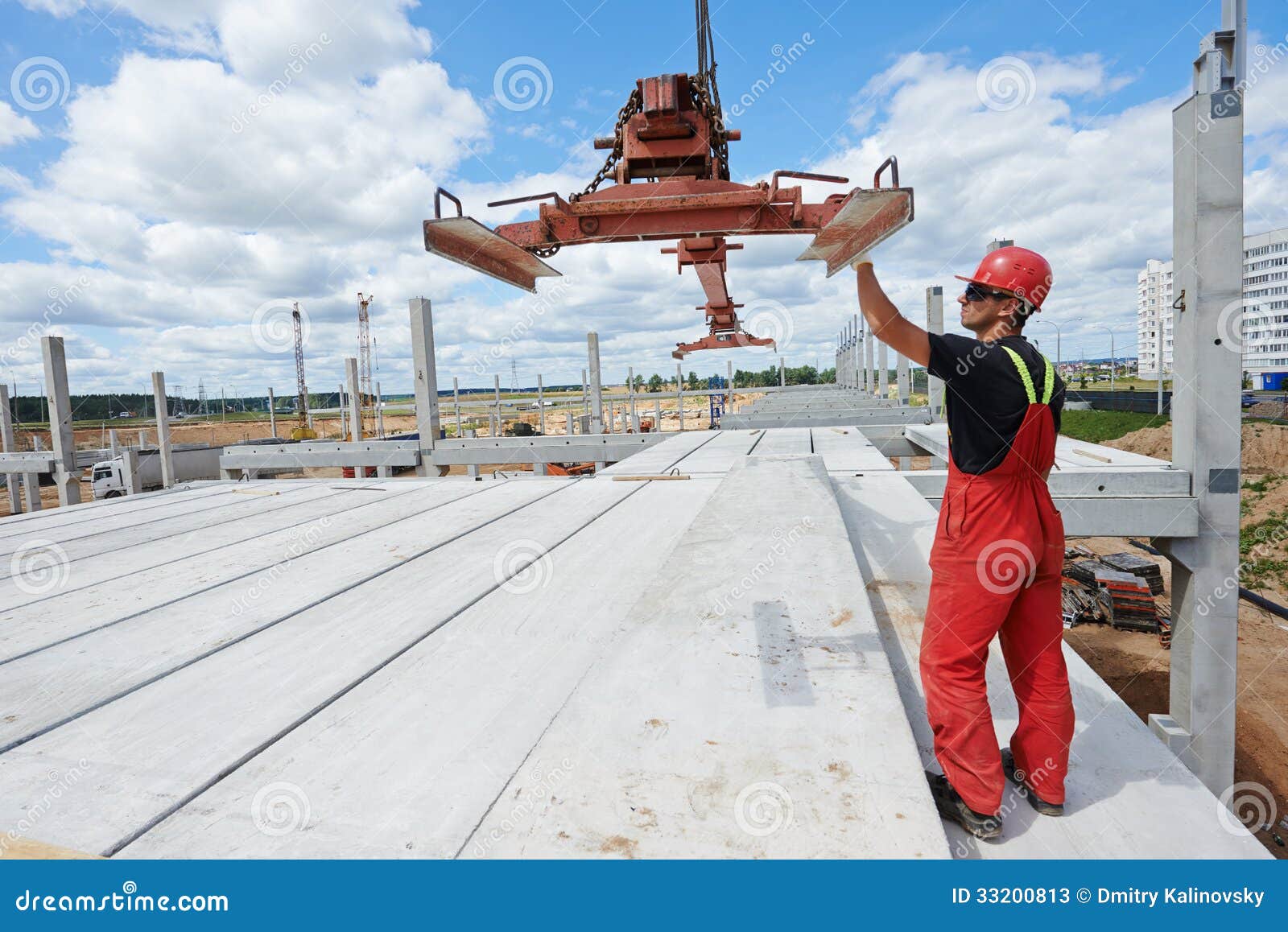 Worker Installing Concrete Slab Stock Image - Image of metal, ceiling ...