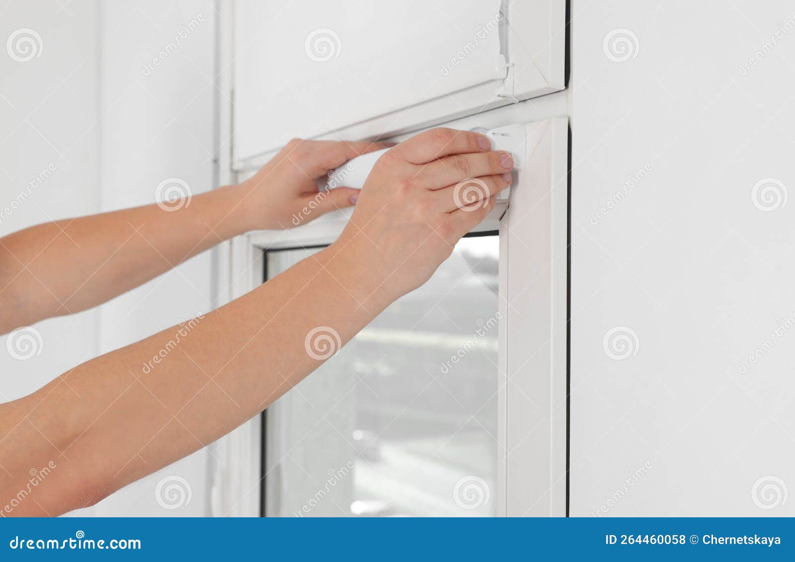 Worker Installing Roller Window Blind Indoors, Closeup Stock Photo ...