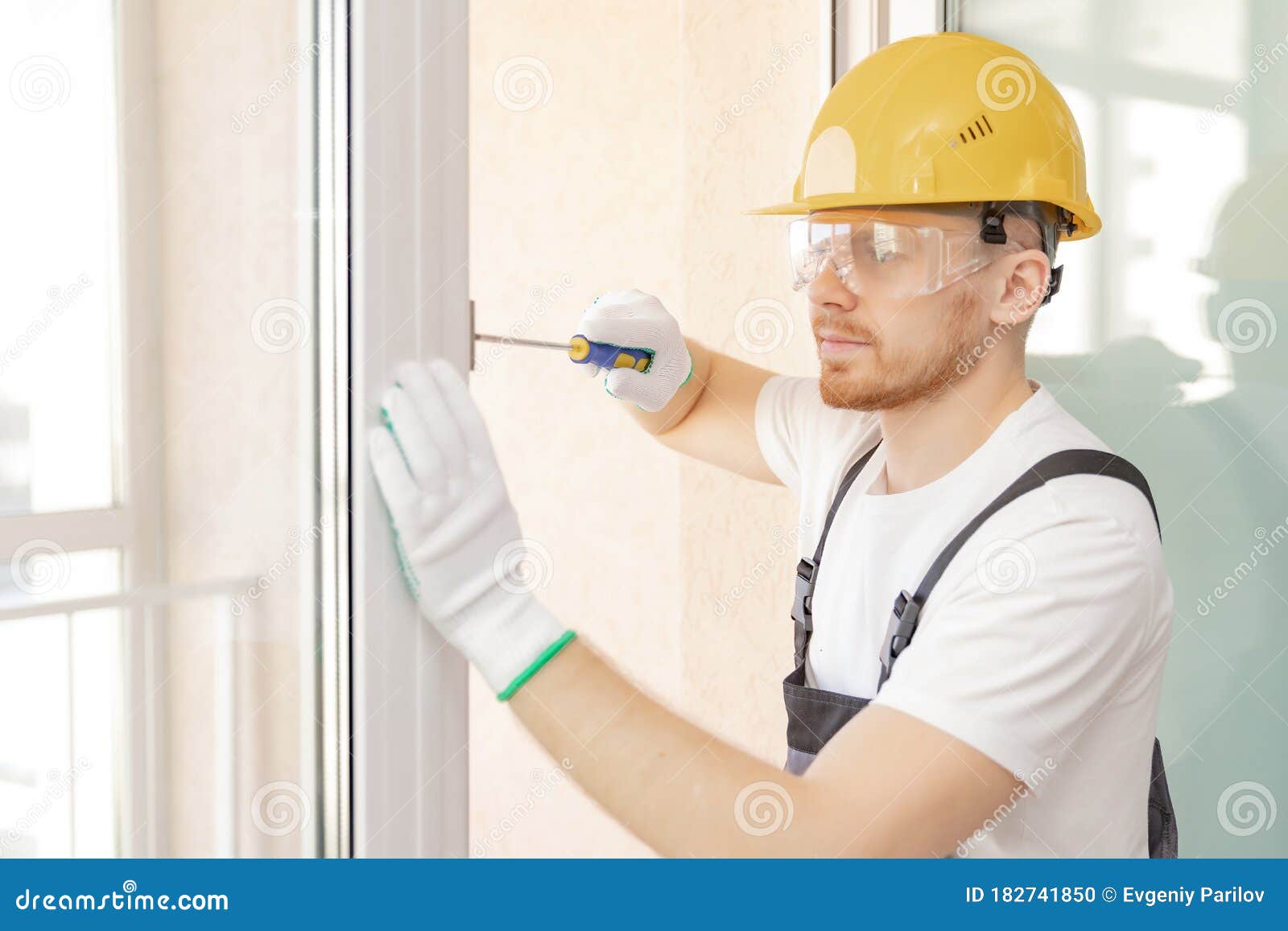 Worker in Installing Rubber Seals on Plastic Upvc Window Stock Photo ...