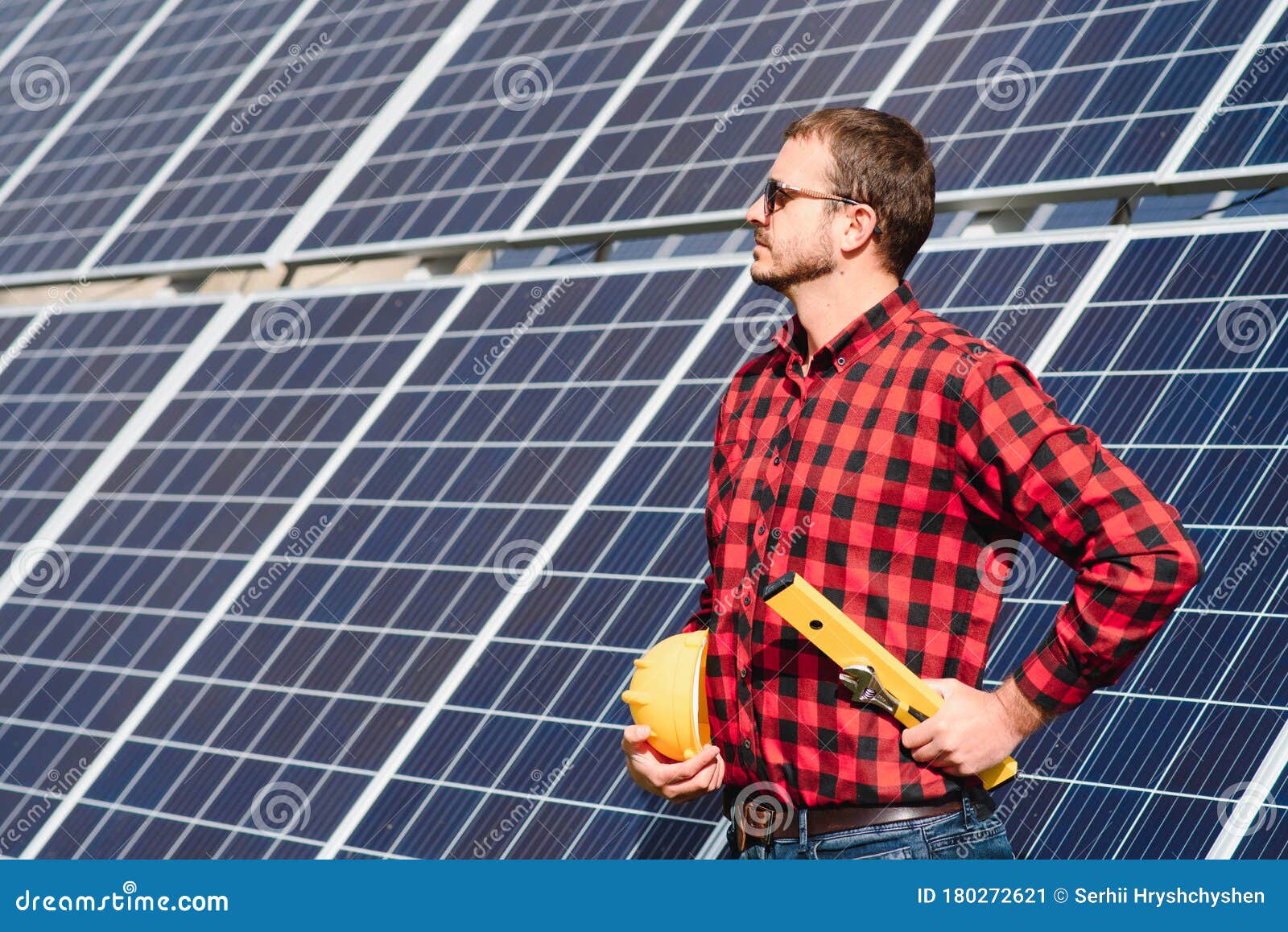 Worker Installing Solar Panels Outdoors Stock Image - Image of install ...