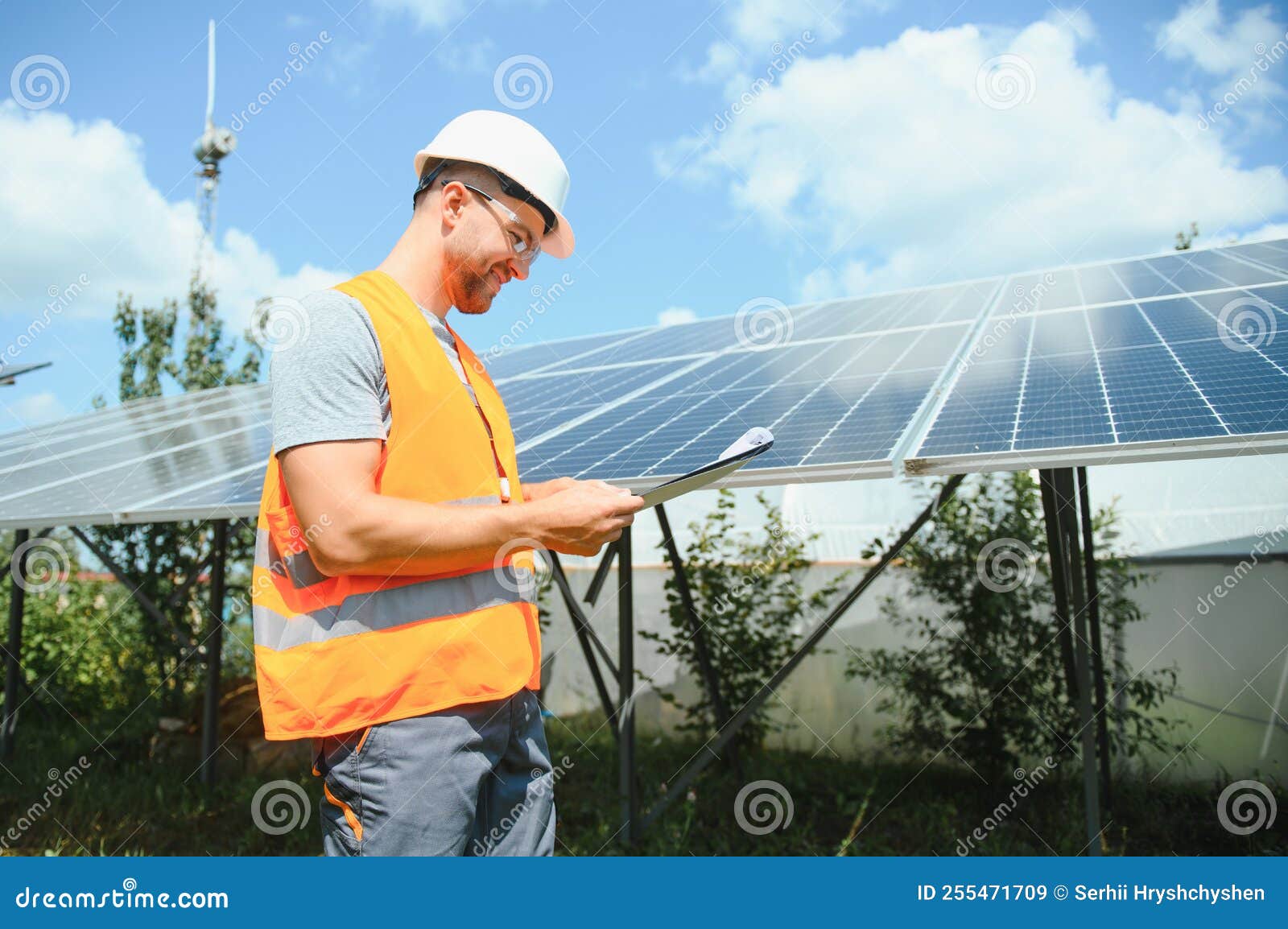 Worker Installing Solar Panels Outdoors Stock Image - Image of ...