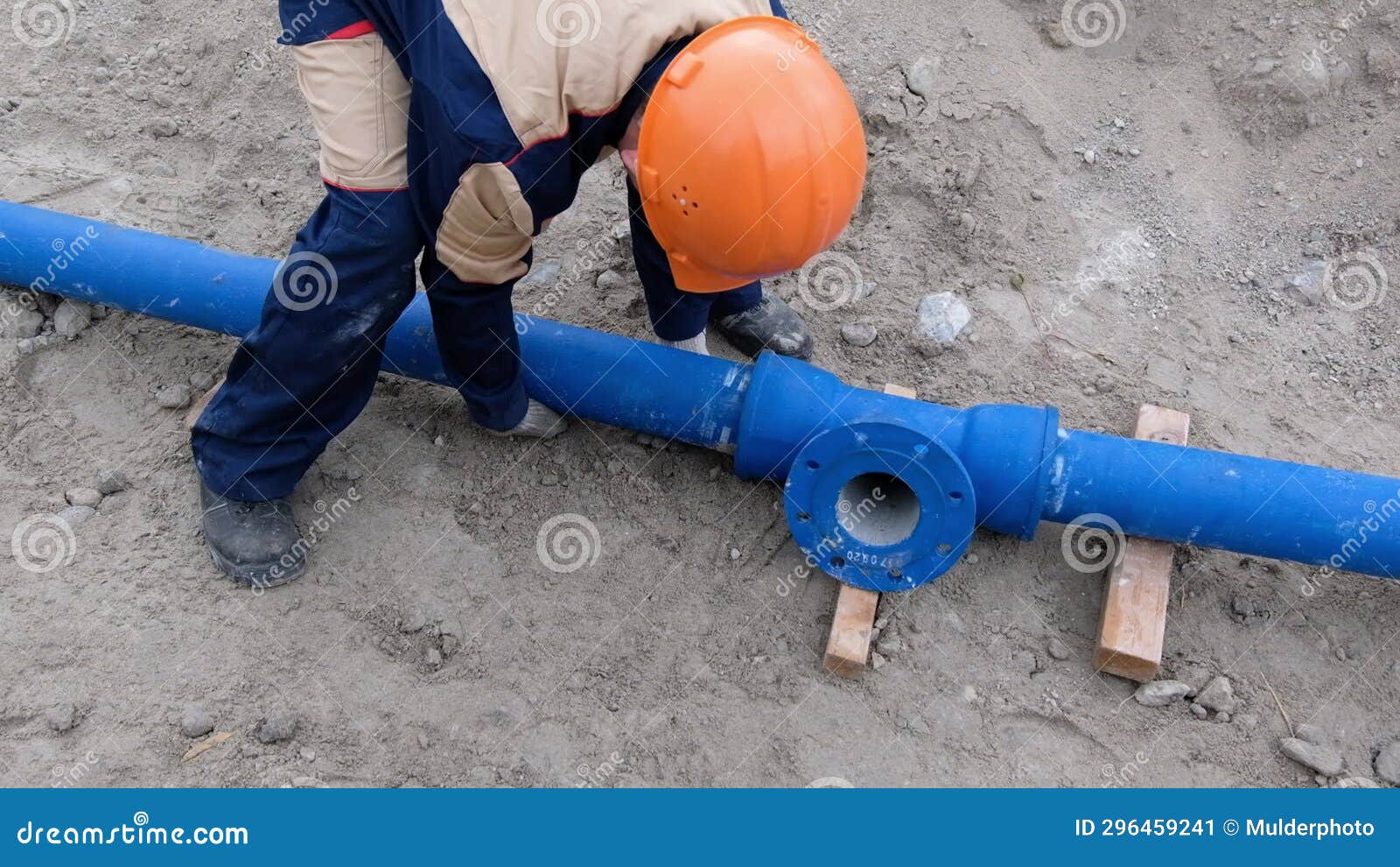 Worker Installing Water Supply Pipeline System Stock Video - Video of ...