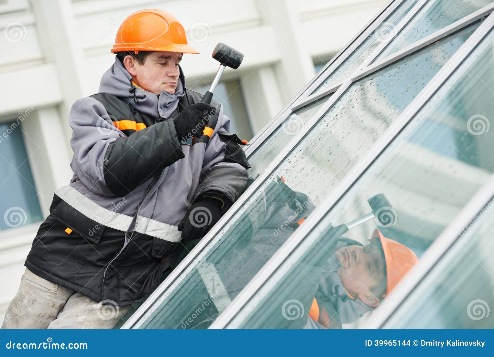 Worker installing window stock photo. Image of industrial - 39965144