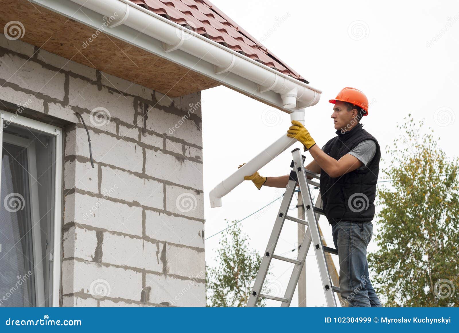 New Gutter System For Rainwater Sewer, Cast Iron Grating And Brown ...