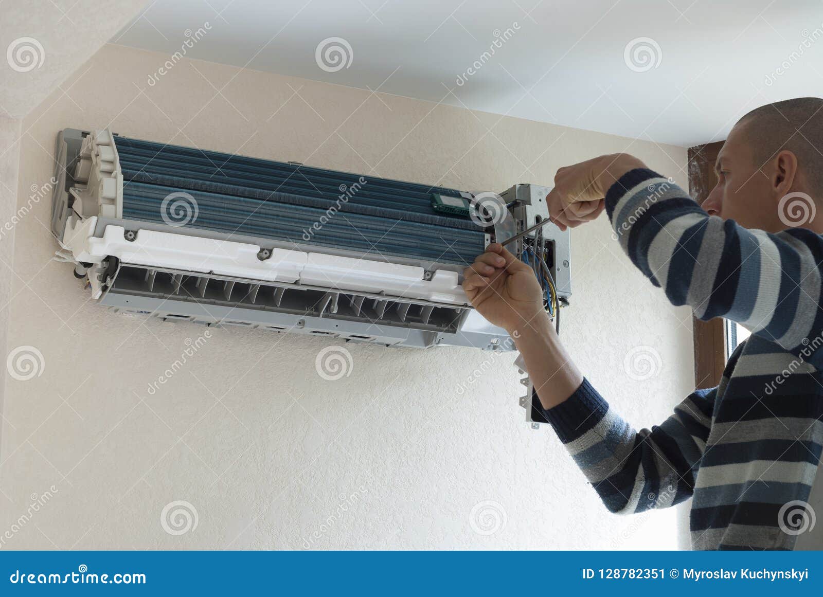 Installation of Air Conditioner Stock Image - Image of conditioning ...