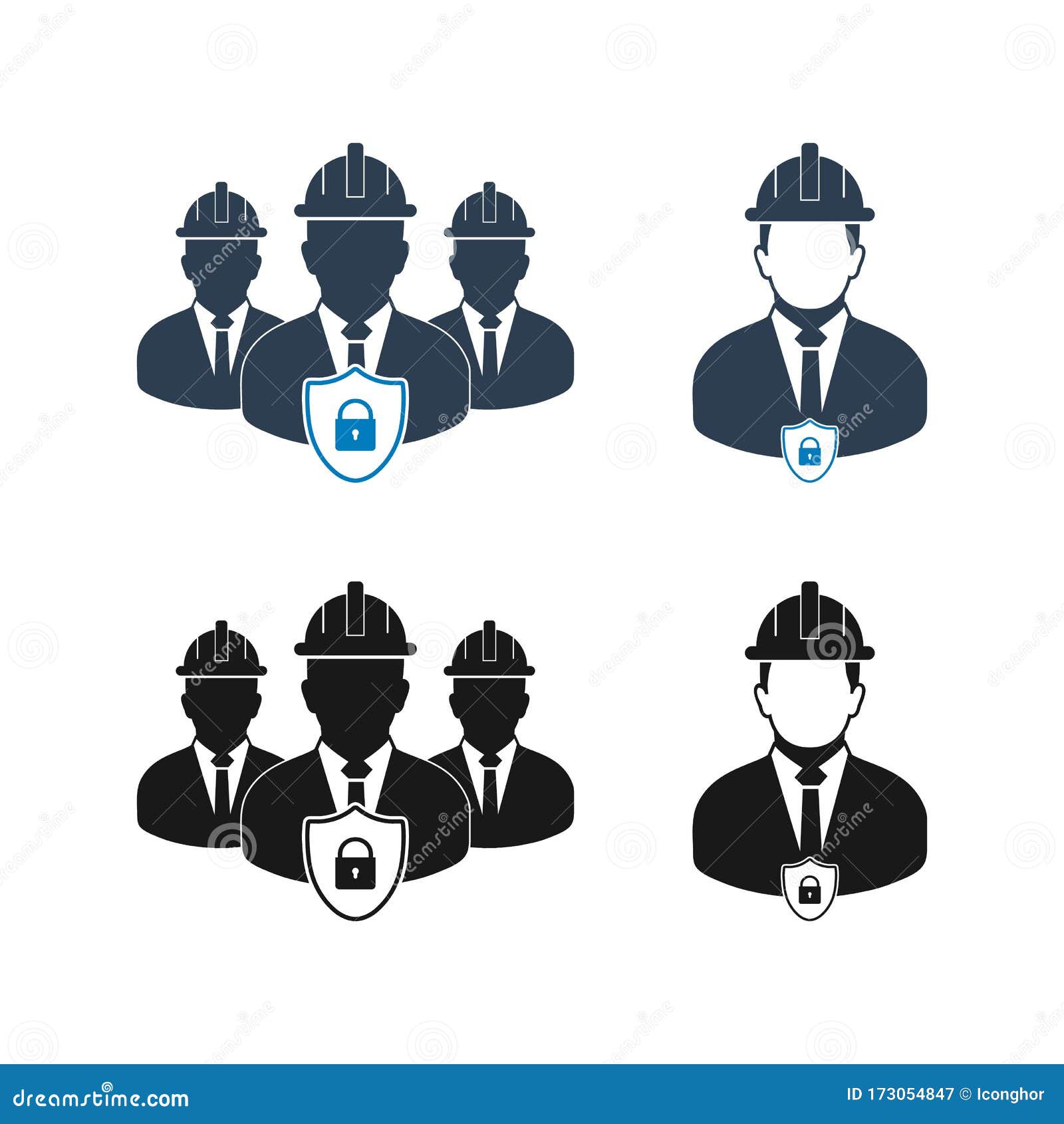 Worker Insurance Icon Set. stock vector. Illustration of engineer ...