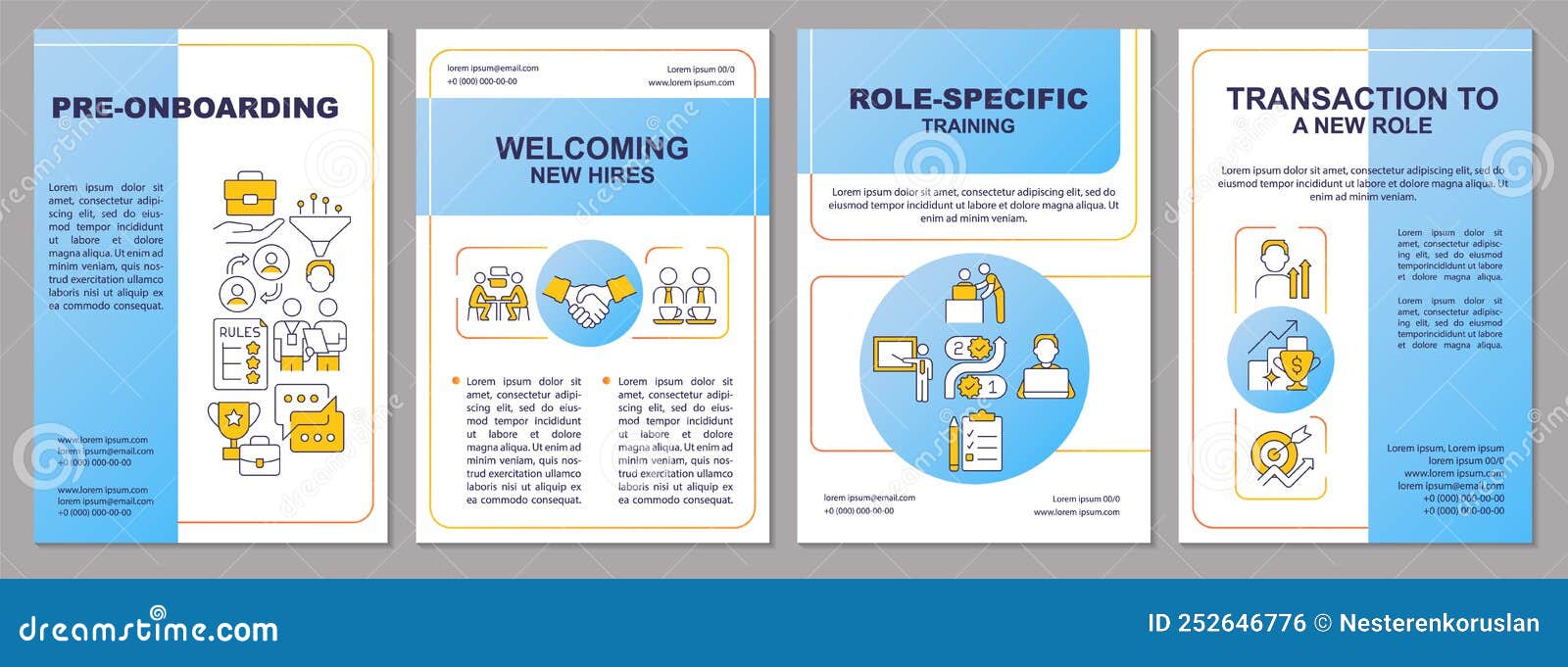 Worker Integration Phases Blue Brochure Template Stock Vector ...