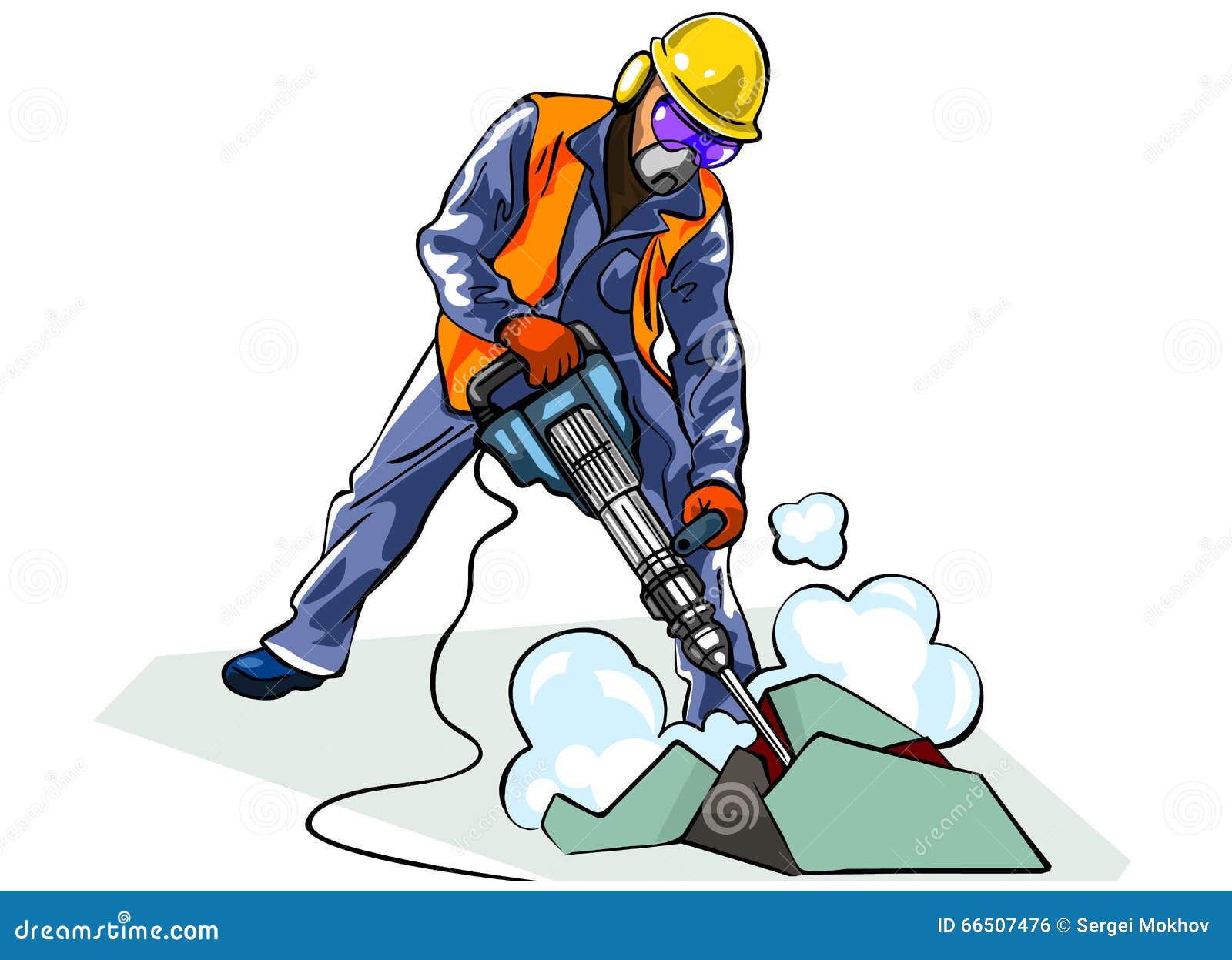 Worker with jackhammer stock vector. Illustration of labor - 66507476