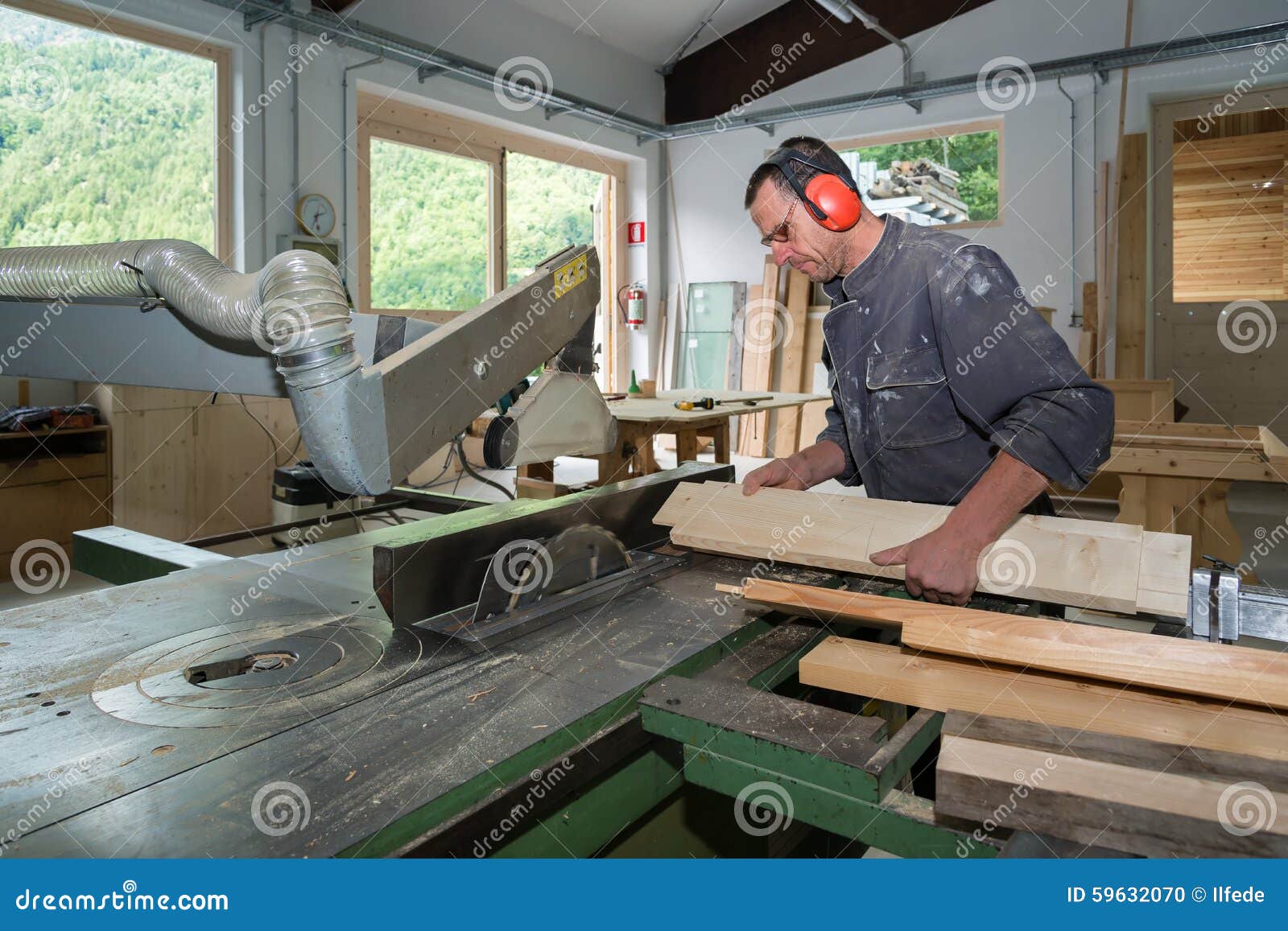 Worker in joinery stock photo. Image of equipment, work - 59632070