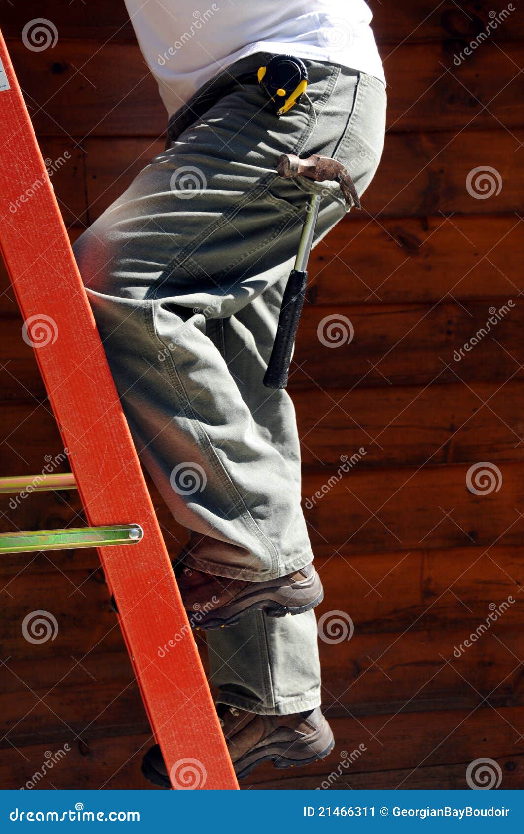 Worker on ladder stock image. Image of descending, climbing - 21466311