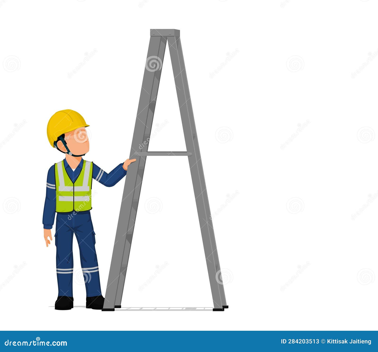 A Worker with Ladder on White Background Stock Vector - Illustration of ...