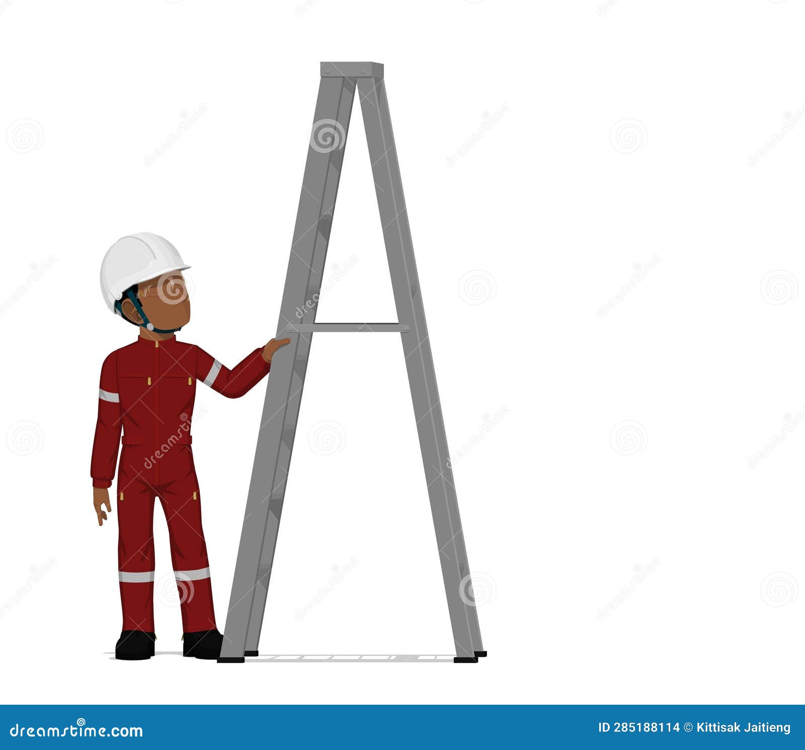 A Worker with Ladder on White Background Stock Vector - Illustration of ...