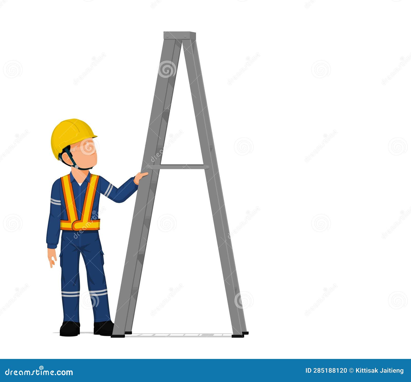A Worker with Ladder on White Background Stock Vector - Illustration of ...