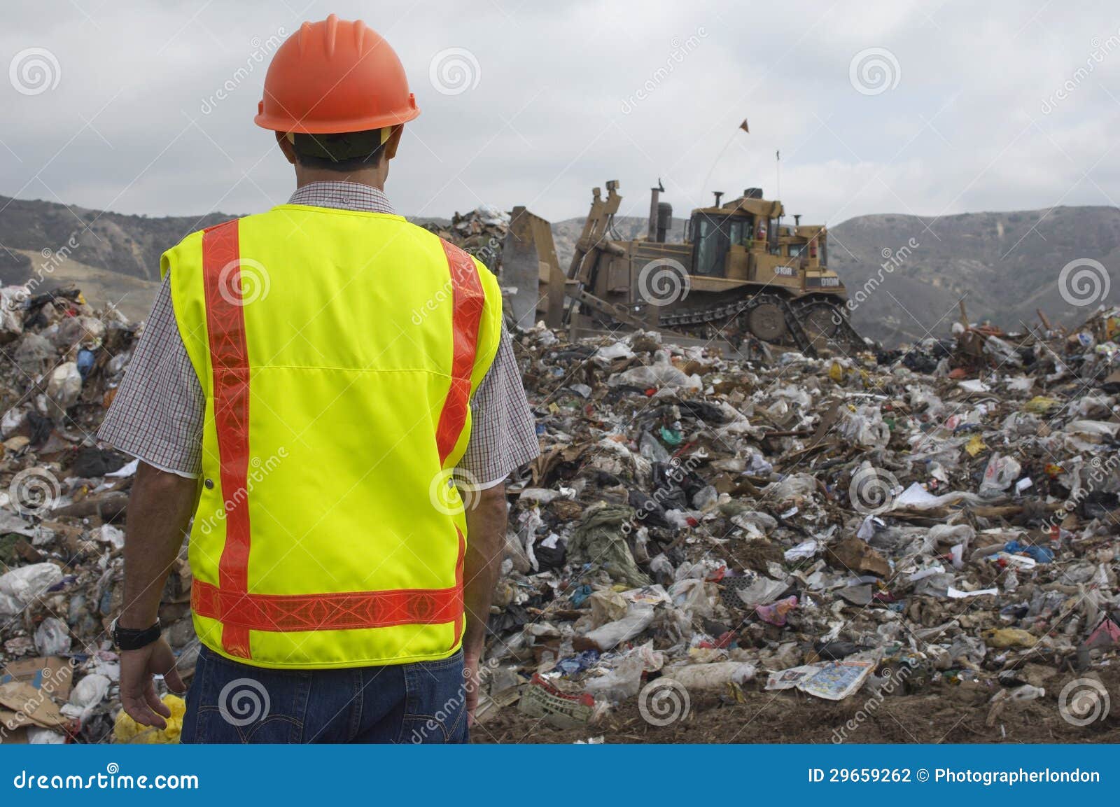 Worker at Landfill Site stock photo. Image of male, ground - 29659262