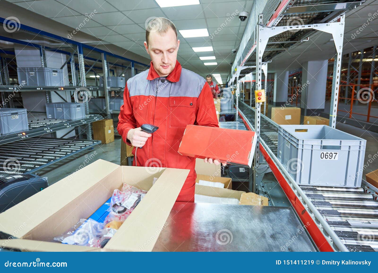 Worker with Laser Barcode Scanner at Warehouse Stock Image - Image of ...