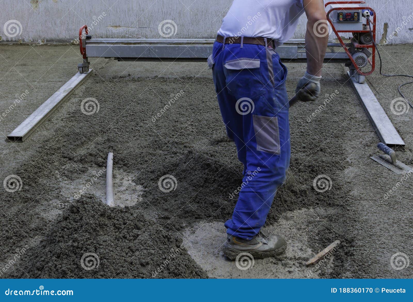 Laser Screed Machine Leveling Fresh Poured Concrete Surface On A ...