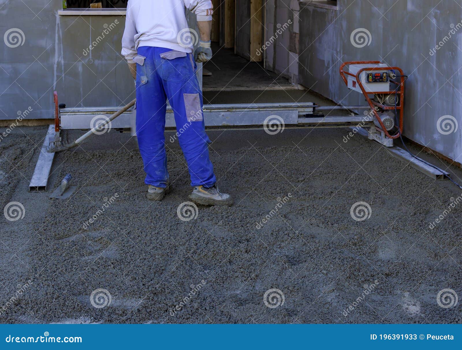 Laser Screed Machine Leveling Fresh Poured Concrete Surface On A ...