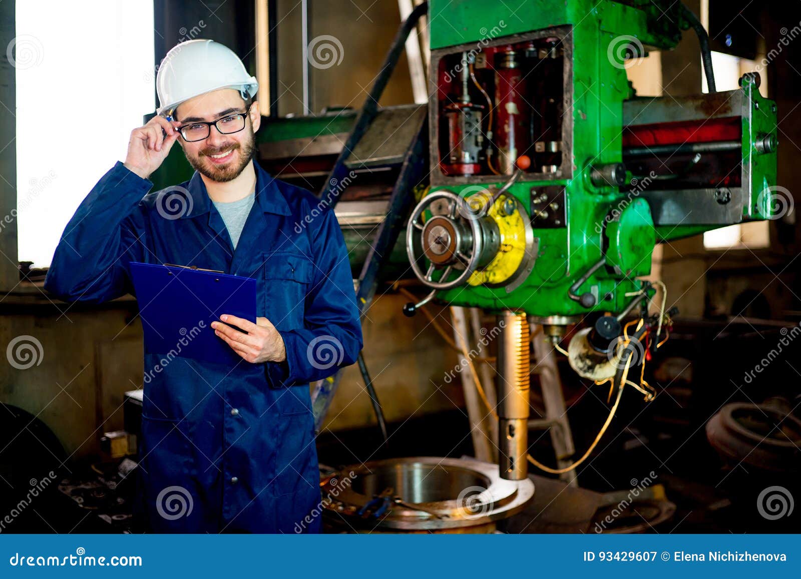 Worker with lathe stock image. Image of manufacturing - 93429607