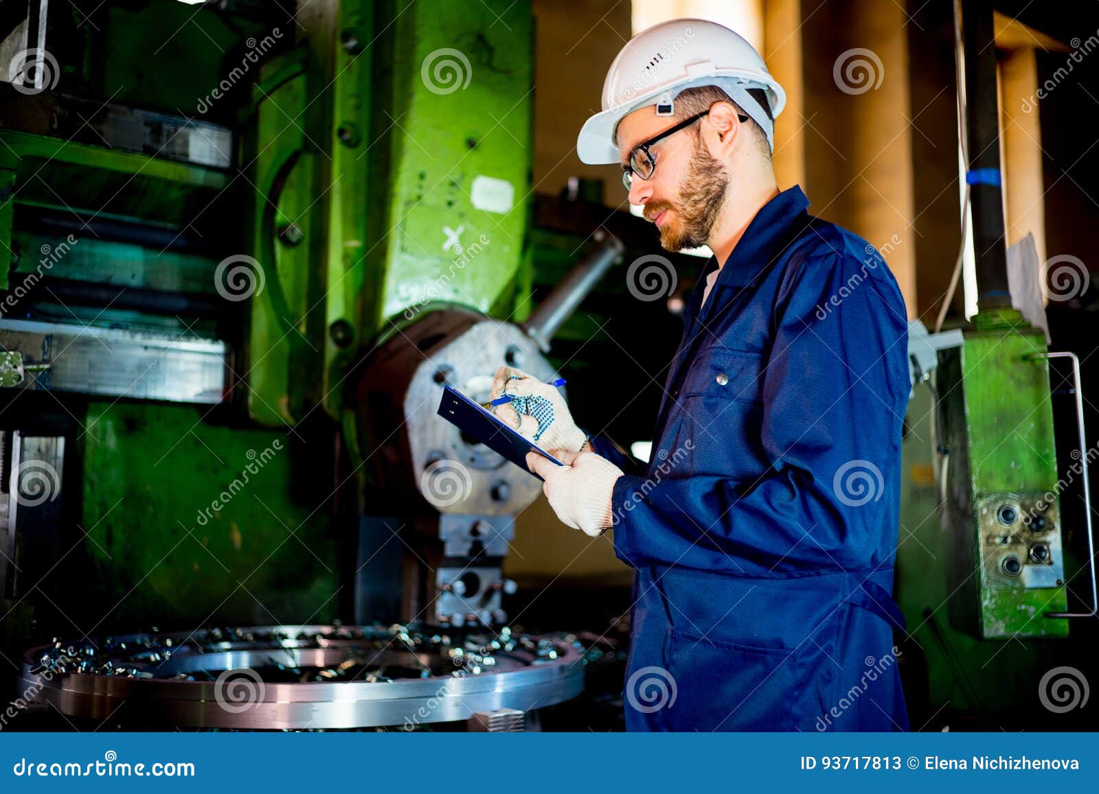 Worker with lathe stock image. Image of industrial, instrument - 93717813