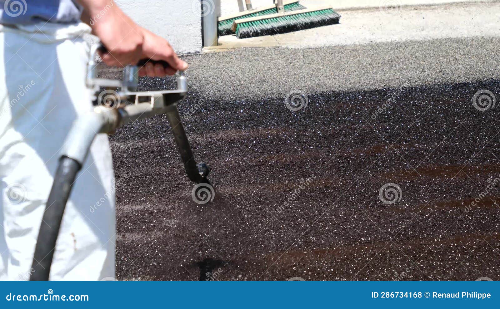 Worker Lay Bitumen Using Tar Sprayer Stock Footage - Video of machine ...