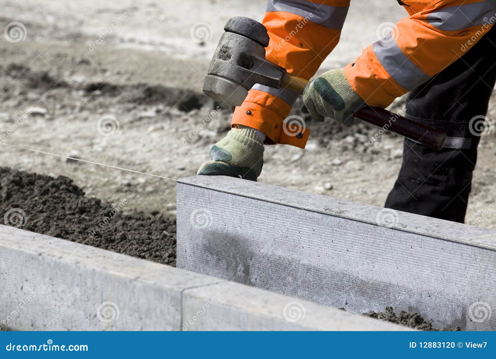 Worker Laying Concrete Paving Blocks. Stock Image | CartoonDealer.com ...