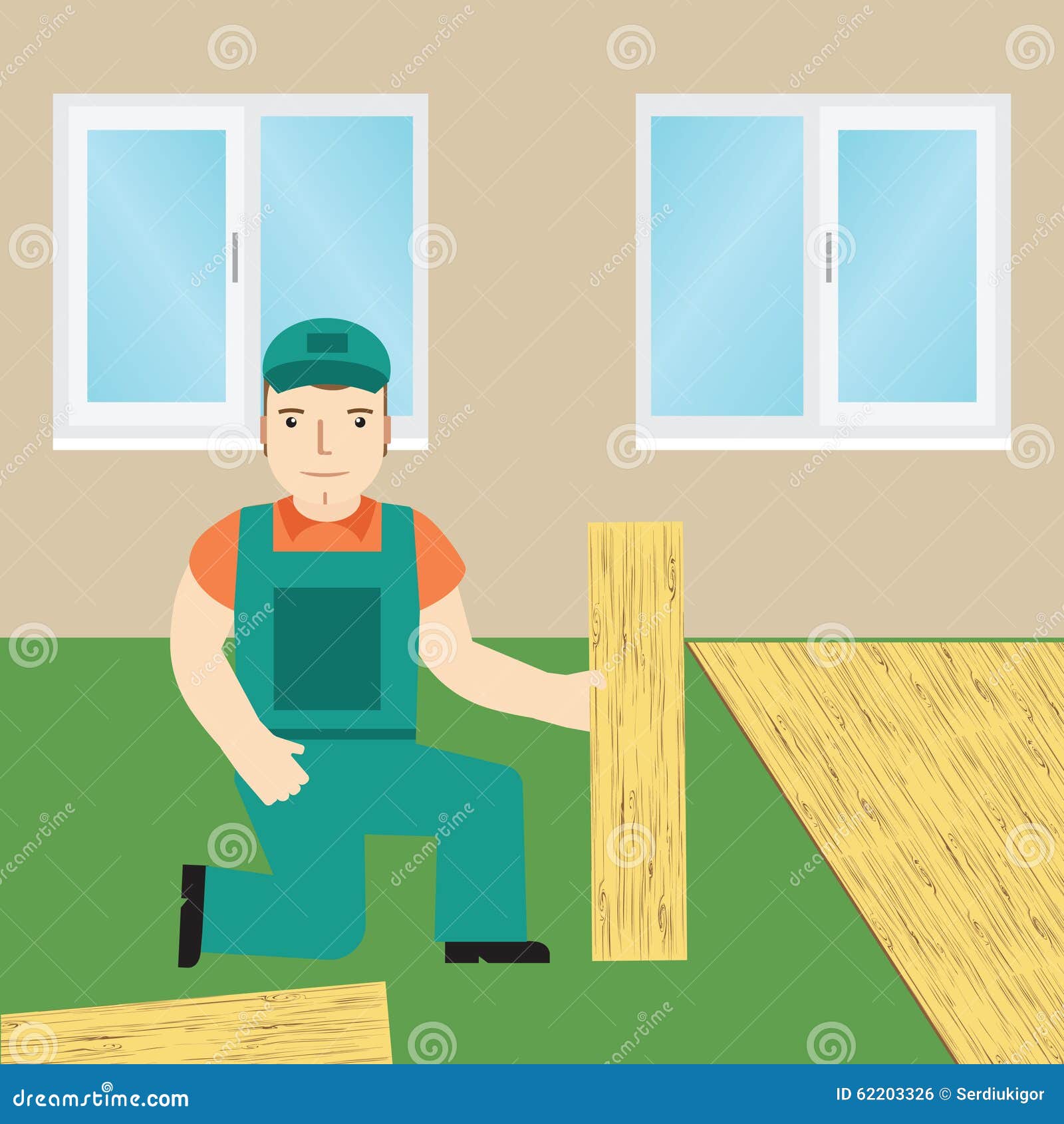 Worker Laying Laminate. Flat Icon Stock Vector - Illustration of ...